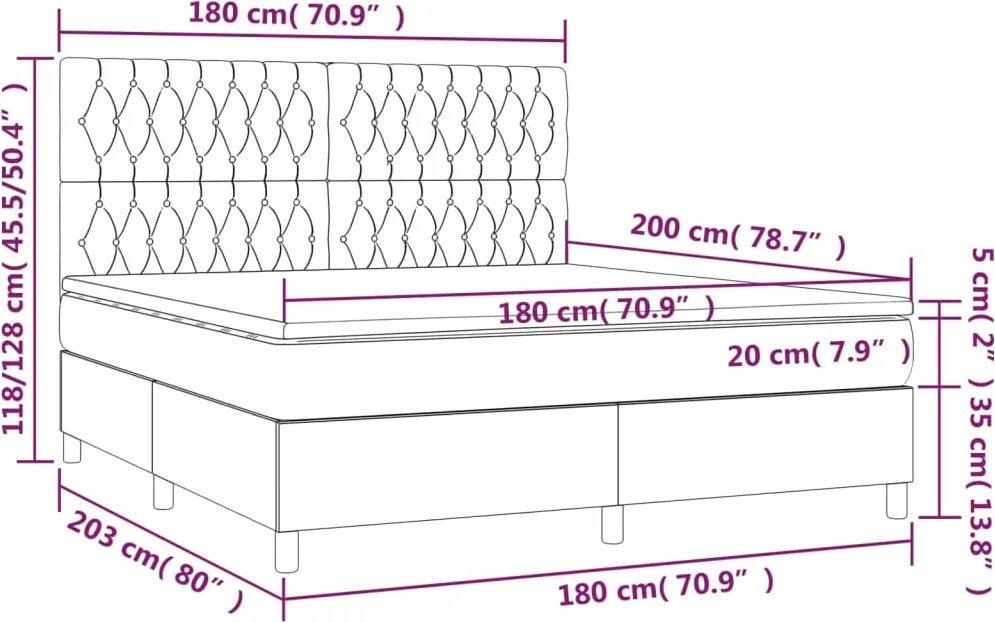 Box spring postel s matrací modrá 180x200 cm textil 3142039