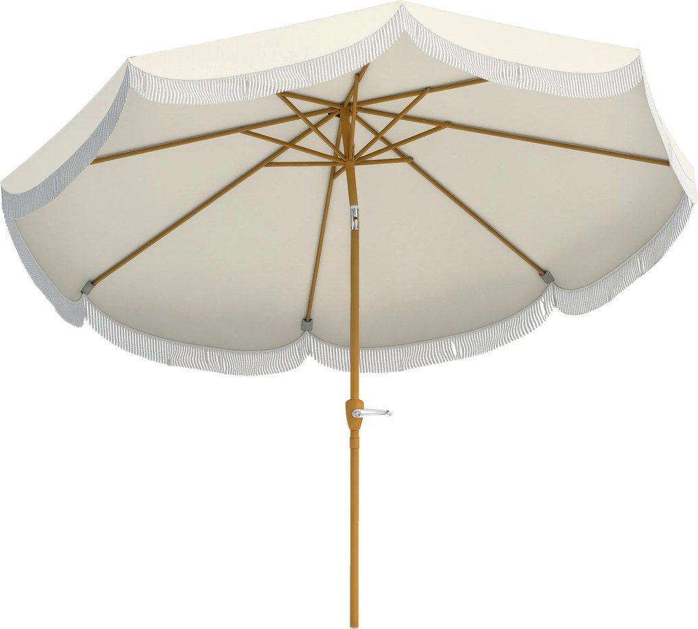 Patio slunečník Outsunny Ø269 cm se sklopným ramenem a kličkou, UV30+ ochrana pro terasu béžový | Aosom