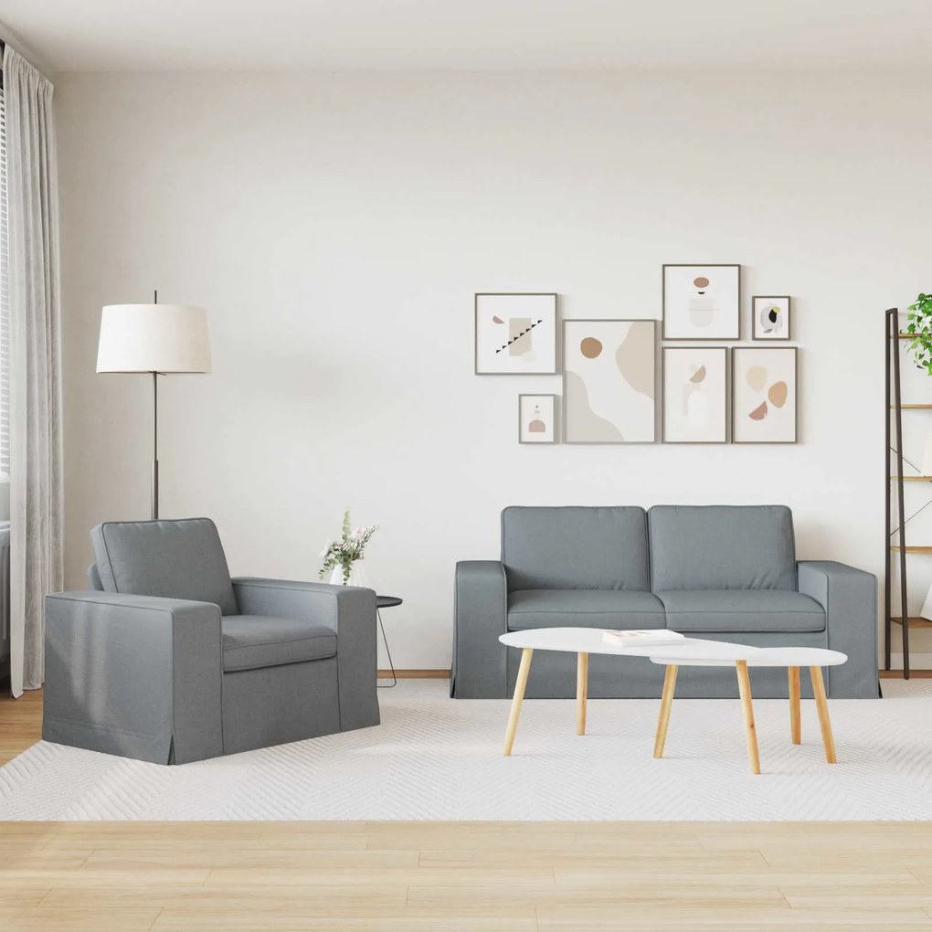 Set pohovek 2 ks Světle šedá textil 3407544