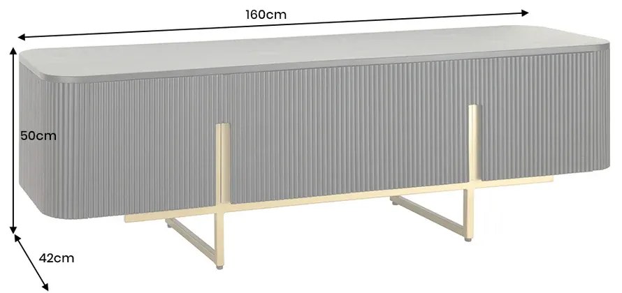 Massive home | TV stolek GATSBY 160 cm retro styl mango, černo-zlatý