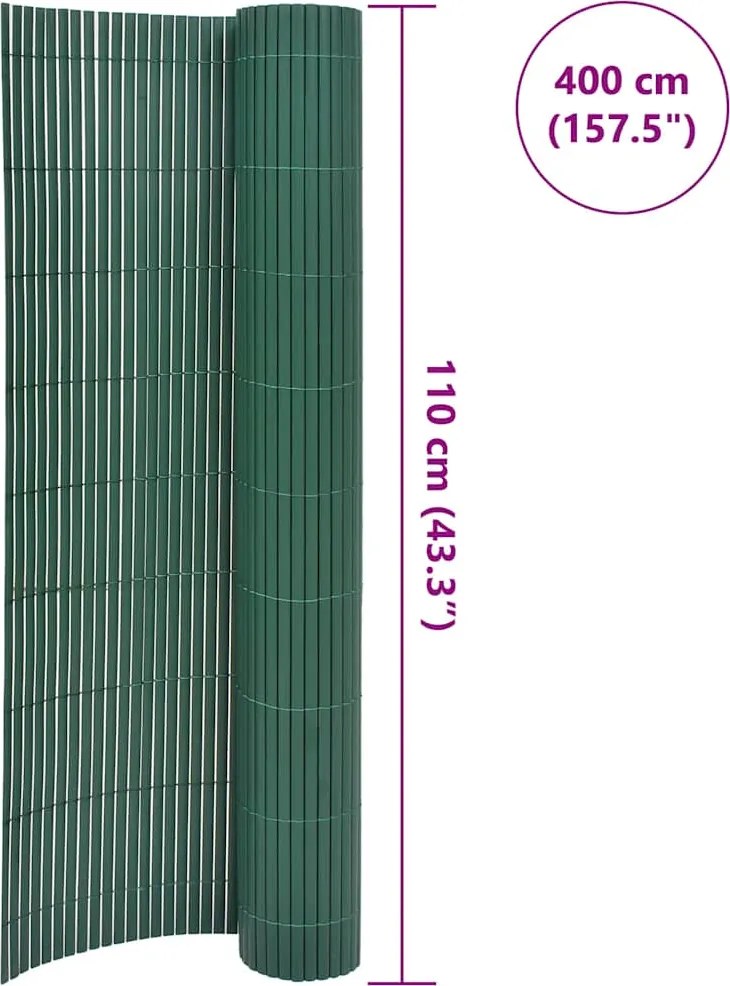 Oboustranný zahradní plot 110 x 400 cm zelený 317157