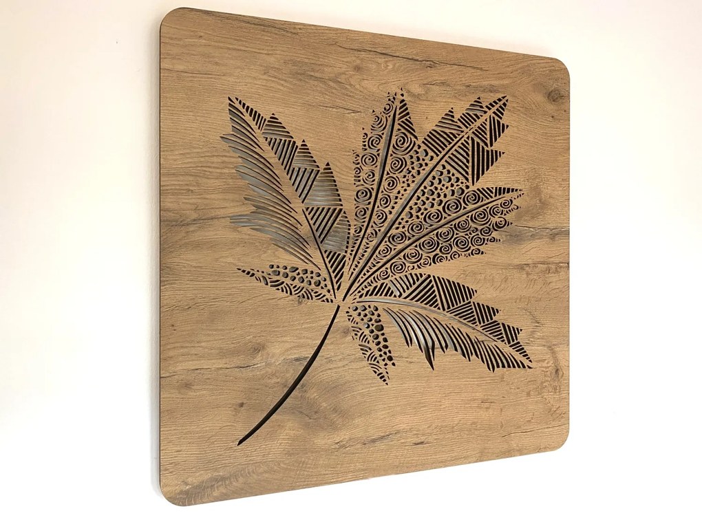 Li-Go "List javoru" světelný obraz 230V 62x62cm provedení povrchu: dub světlý