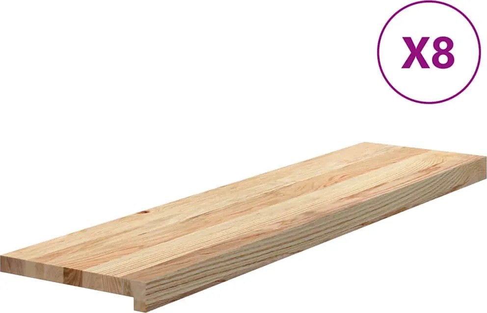 Nášlapy na schody 8 ks neošetřené 100x25x2 cm masivní dub 3282908