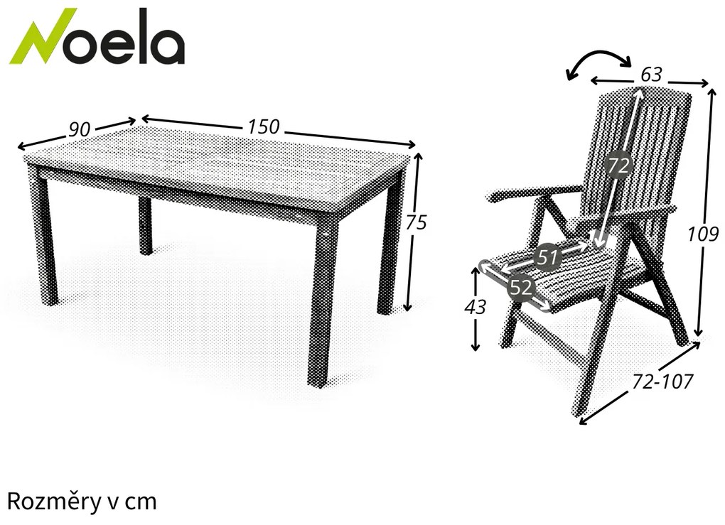 Noela Zahradní teakový set 1+4 pro 4 osoby Garden V.