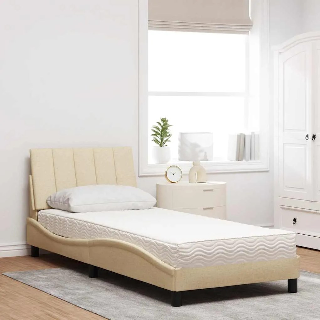 Postel s matrací Hanko krémová 90 x 200 cm textil 3310508