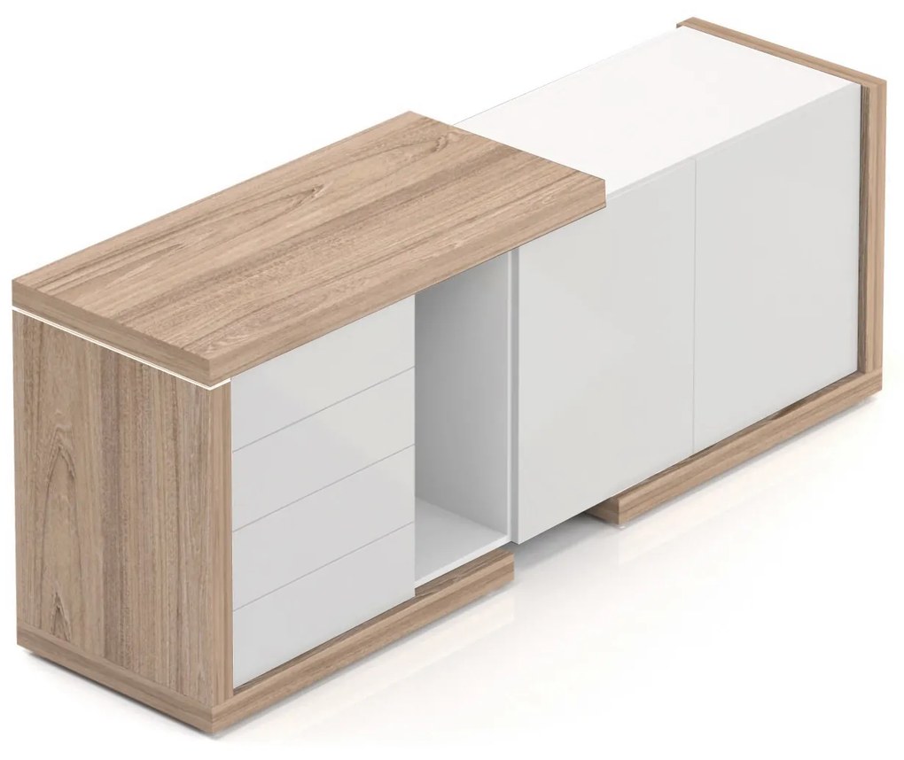 Komoda SOLID pro manažerský opěrný stůl, se dvěma dveřmi a zásuvkami 170cm