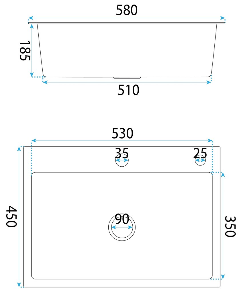 Kuchyňský nerezový dřez REA LIAM 58 nerez kartáčovaná v setu s pákovou baterií