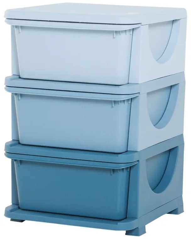 HOMCOM Dětská zásuvková skříňka (organizér) s úložnými boxy na hračky, modrá 37 x 37 x 56,5 cm 311-023BU