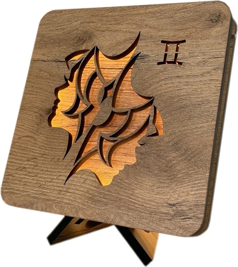 Li-Go Znamení "Blíženci" lampa 19x19 cm provedení povrchu: dub