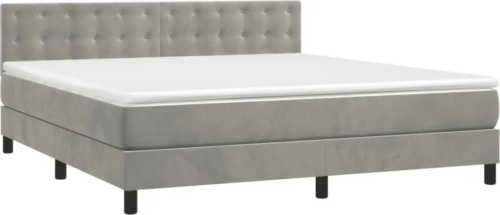 Box spring postel s matrací světle šedá 160x200 cm samet 3141551