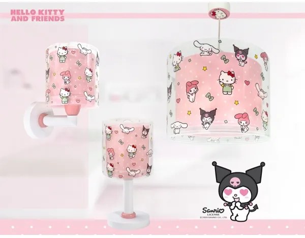 Dalber 41259 - Dětská nástěnná lampa HELLO KITTY&FRIENDS 1xE27/15W/230V růžová