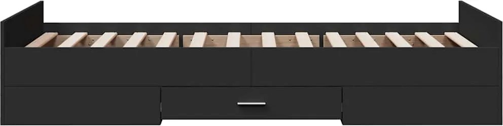 Rám postele se zásuvkami černý 75 x 190 cm kompozitní dřevo 3280350