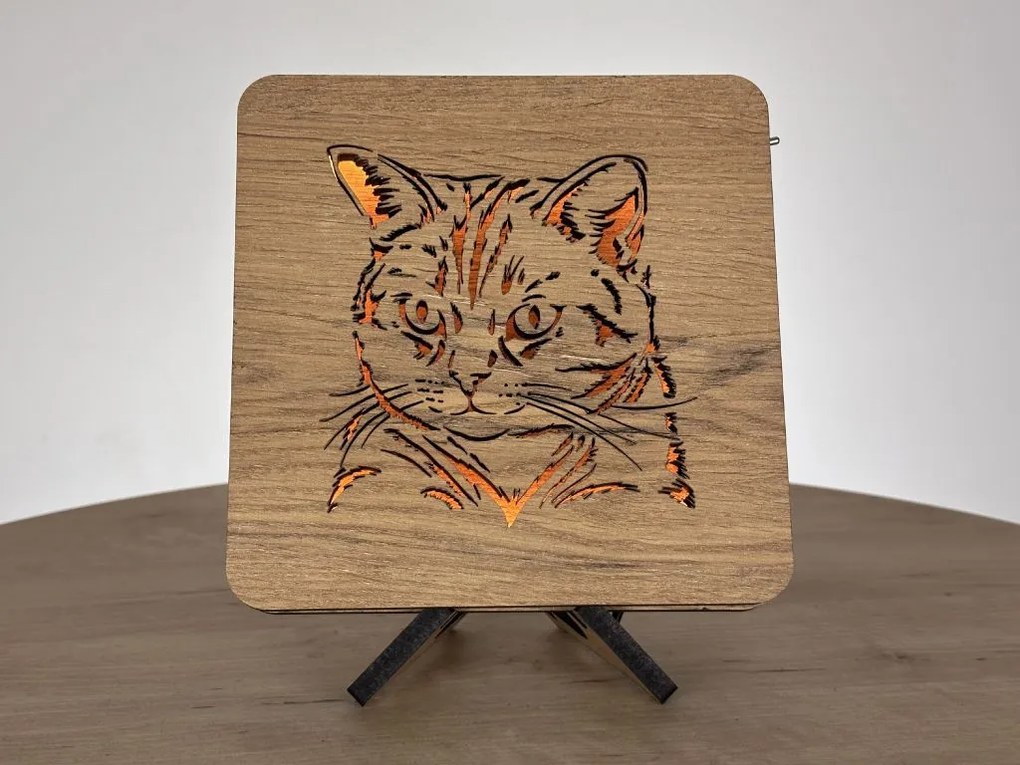 Li-Go "Kočka" lampa 19x19cm provedení povrchu: ořech