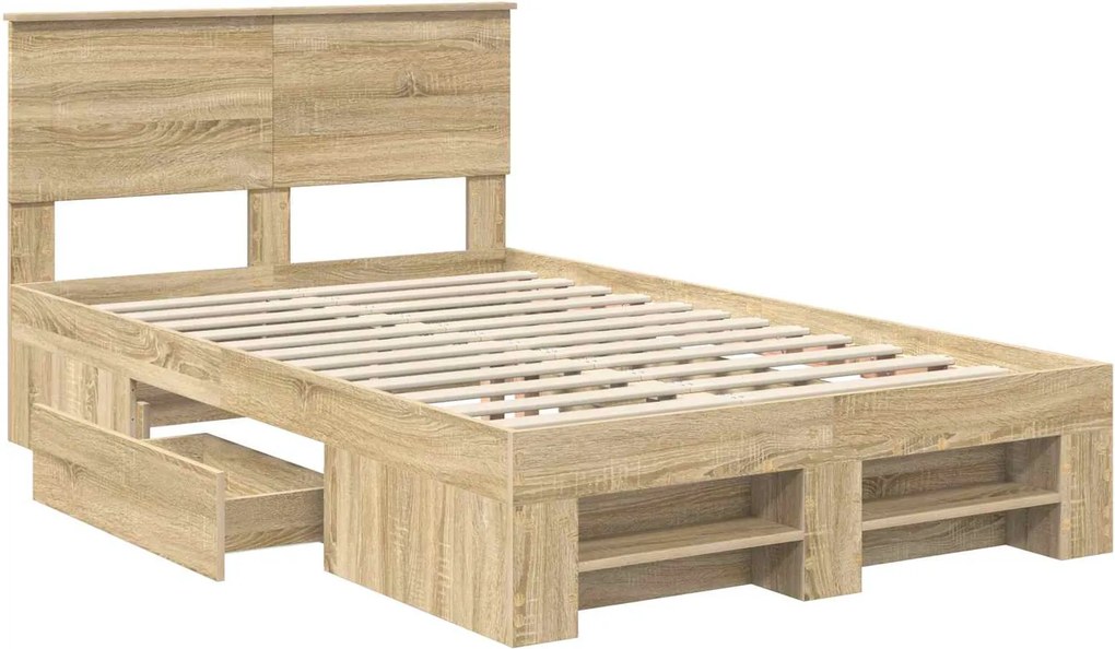 Rám postele s čelo Sonoma dub 120 x 200 cm Kompozitní dřevo 3408783