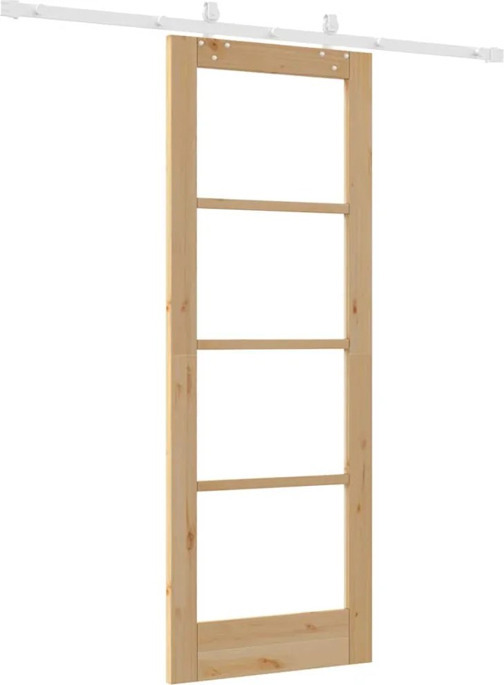 Posuvné dveře 73,5 x 198,5 cm Masivní borové dřevo a sklo 3332211