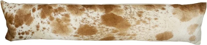 Bílo-hnědý kožený dlouhý polštář z hovězí kůže Cow brown - 90*20*10cm