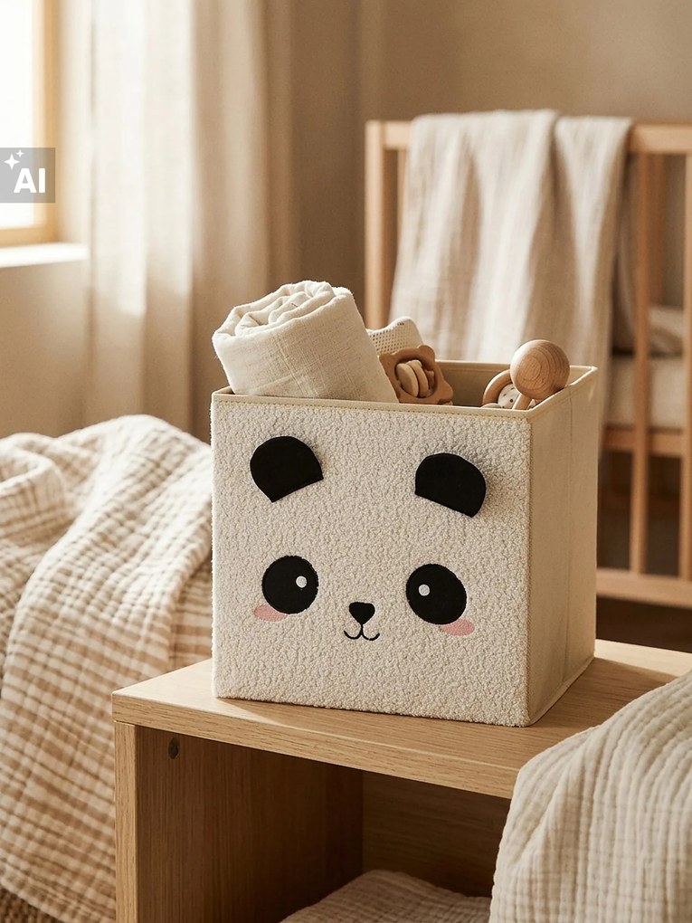 Sinsay - Úložný box s motivem pandy - černá