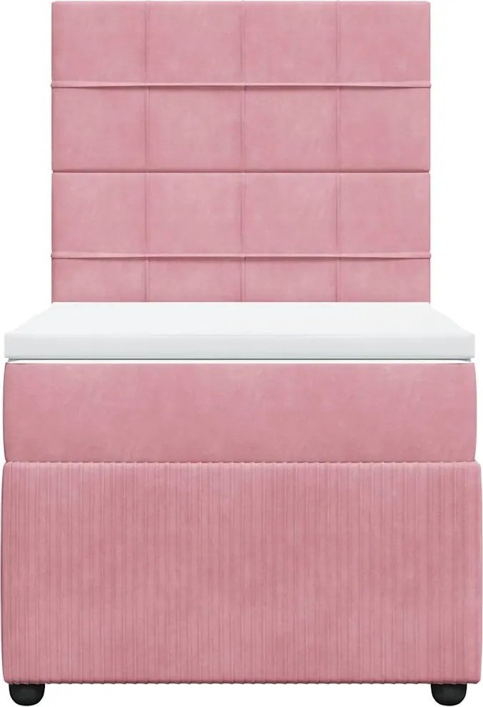 Box spring postel s matrací růžová 80 x 200 cm samet 3294495