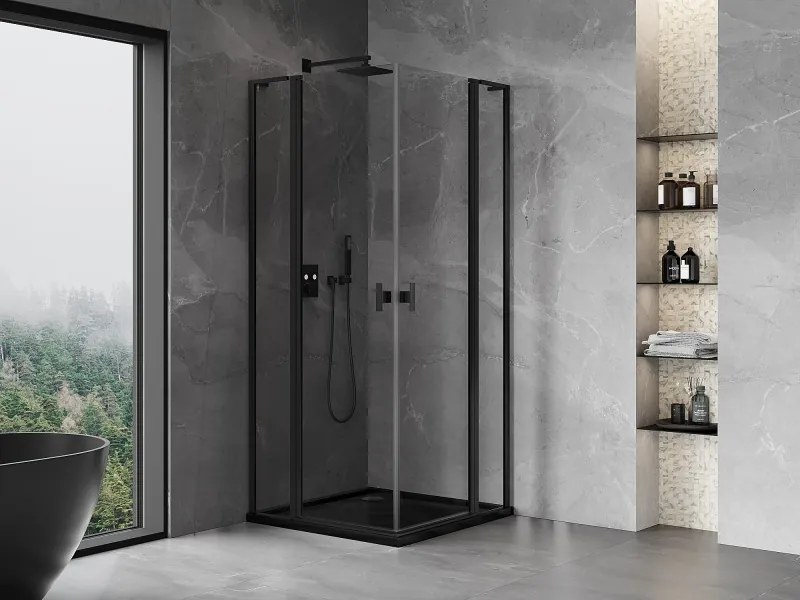 Mexen, Mexen Mist L Duo výklopný sprchový kout 105 x 105 cm, průhledný, černý - 8A4L-105-105-70-00