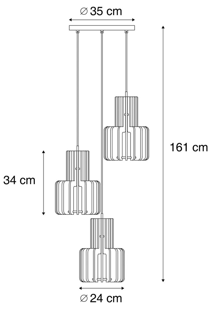 Retro závěsné svítidlo černé s oranžovou 3-světla - Felt