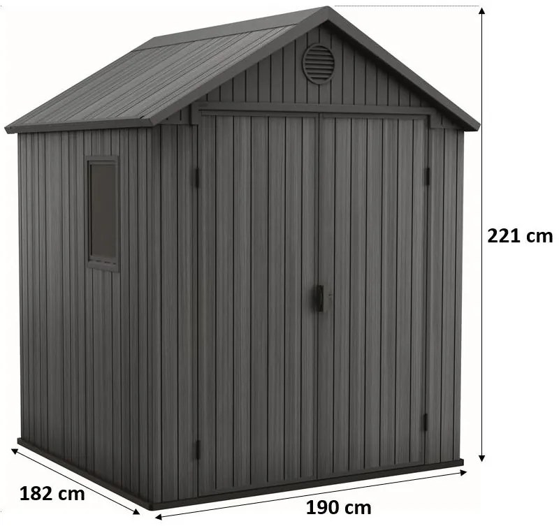 KETER DARWIN 6 x 6 zahradní domek, 190 x 182 x 221 cm, šedý 17210353