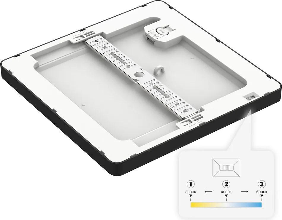 Stropní LED svítidlo Evora Square, 1x LED 18w, 3000-6000k, 3CCT, b