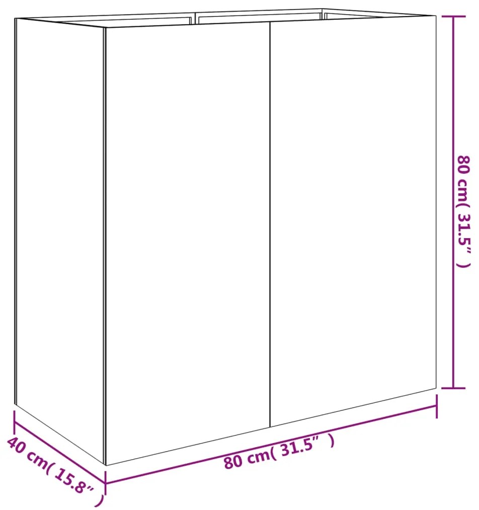 Truhlík 40 x 80 x 80 cm cortenová ocel - Default Title