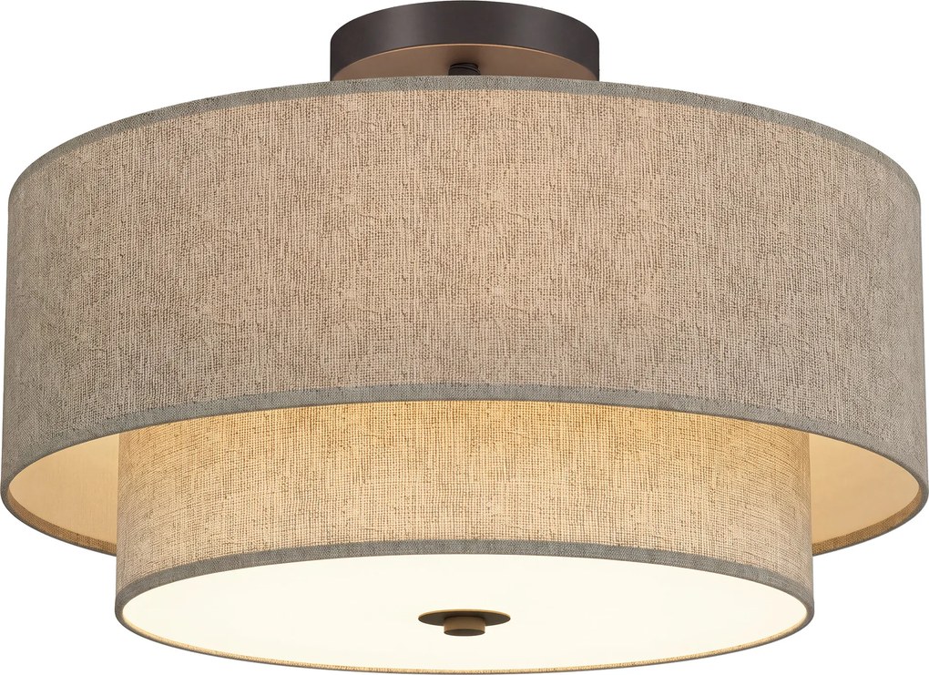 HOMCOM Stropní lampa, závěsná lampa s dvojitým stínidlem v lněném vzhledu, taupe