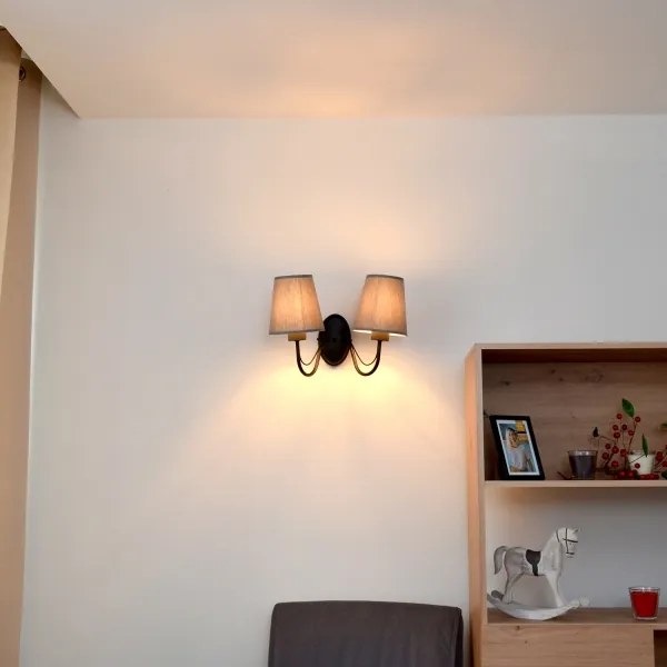 Nástěnná lampa MALBO 2xE27/15W/230V šedá/černá