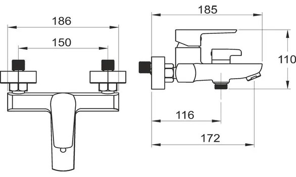 Novaservis Metalia 58 Baterie vanová, chrom 58020/1,0