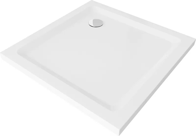 Mexen Flat čtvercový sprchový kout slim 90 x 90 cm, bílý, sifon chrom - 40109090