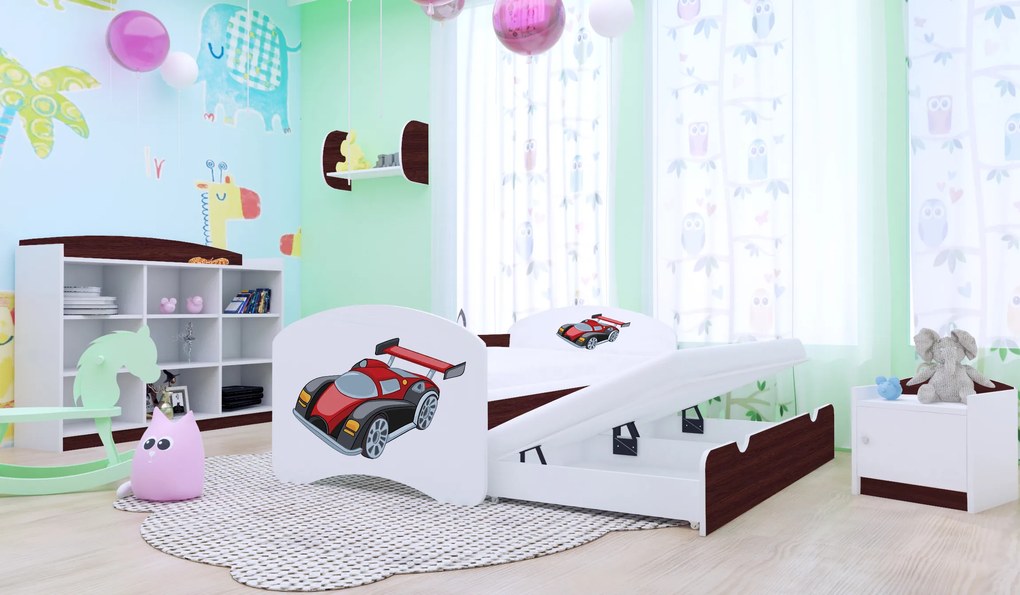 Svět pokojů Dětská postel Kevin pro dvě děti - super bolid + matrace zdarma Barva: Oranžová, Rozměr: 160x80 cm, Zábrana: NE