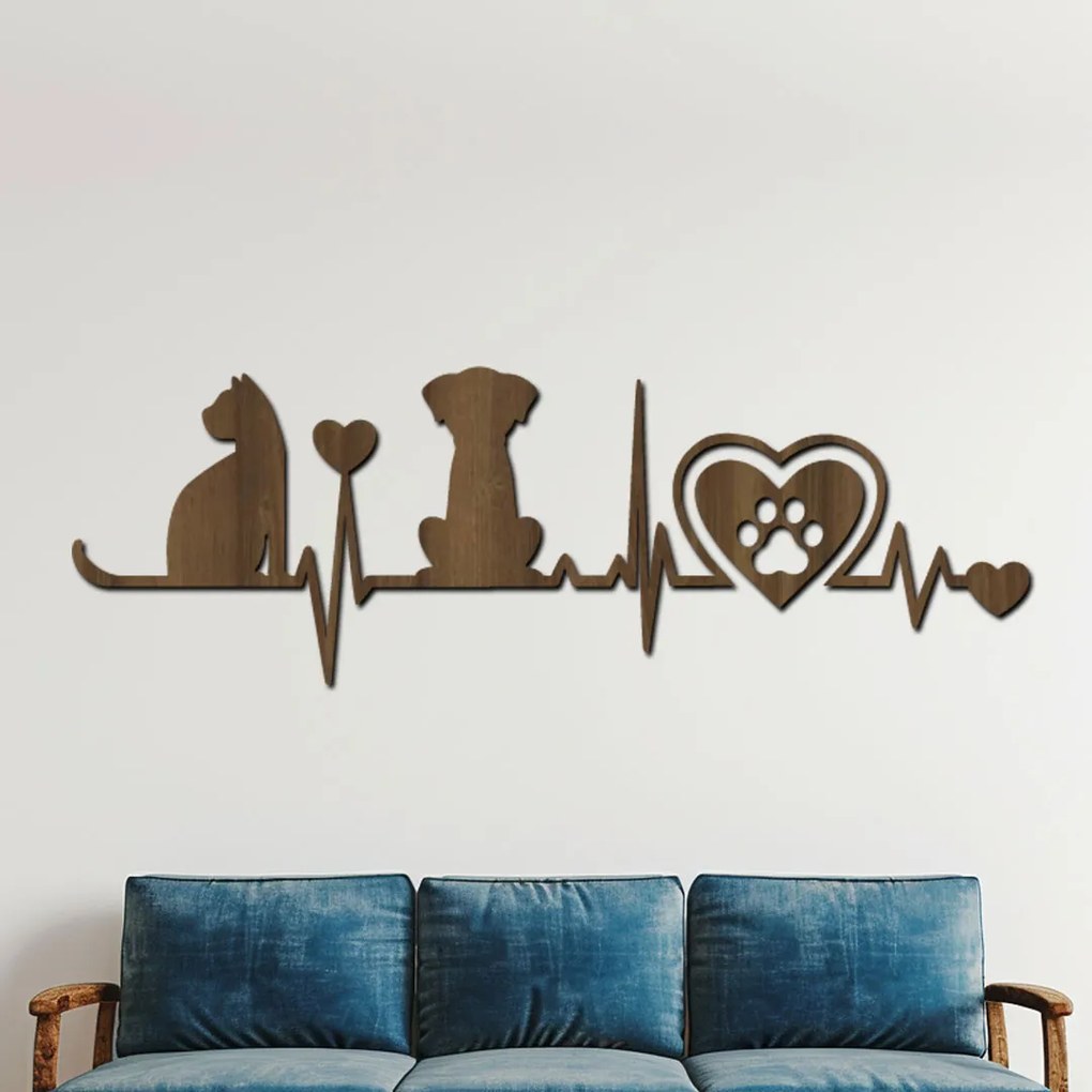 dřevo života Dřevěná dekorace Zvířecí láska Zvolte rozměr (cm): 60x20, Zvolte barvu dekoru: Wenge