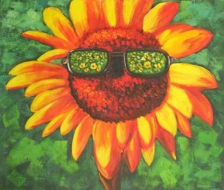 Slunečnice s brýlemi - 60 x 90 cm