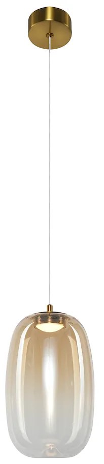 Závěsné svítidlo Vaso, 1x jantarové skleněné stínítko, (fi 13cm), g