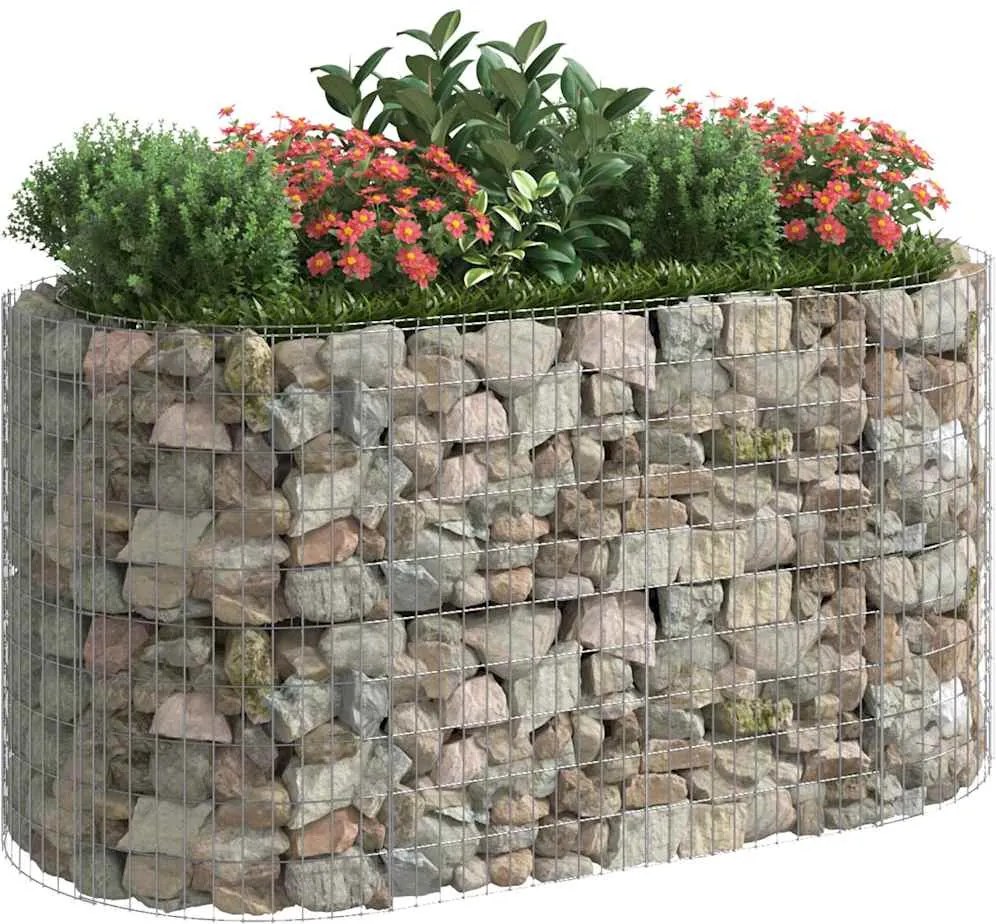 Gabionový vyvýšený záhon pozinkované železo 200 x 100 x 100 cm 152045