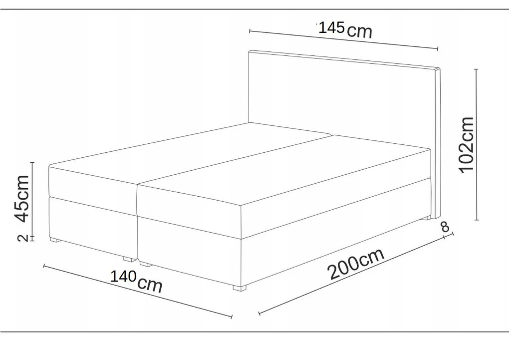 Manželská postel Boxspring 140 cm Lilac Comfort (vzor + béžová) (s matrací a úložným prostorem). 1056065