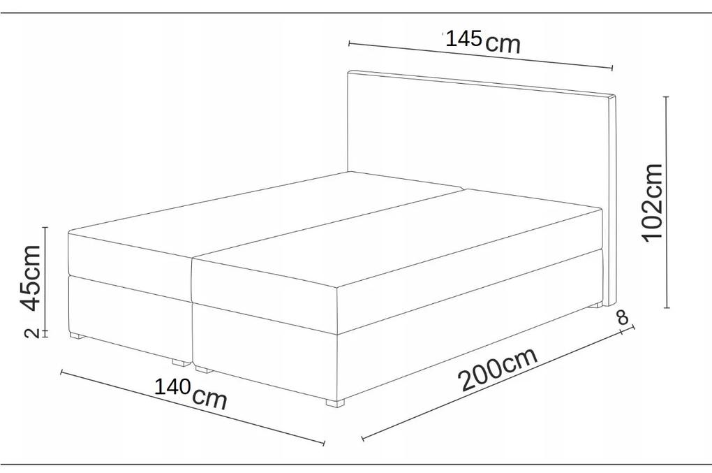 Manželská postel Boxspring 140 cm Lilac Comfort (vzor + béžová) (s matrací a úložným prostorem). 1056069