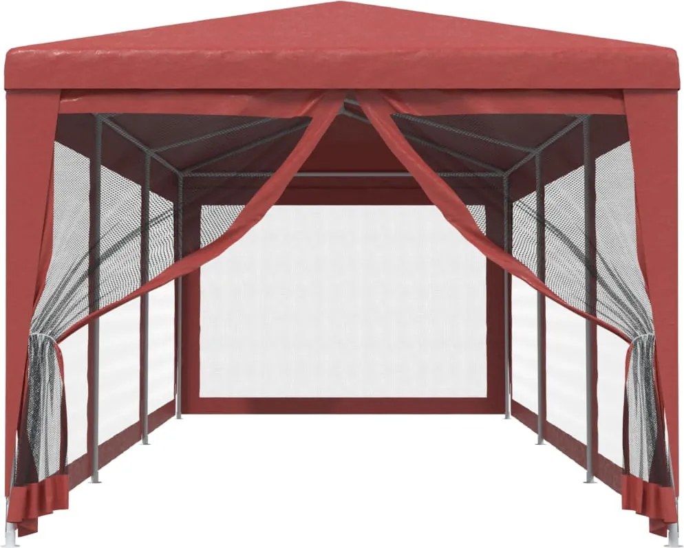 Party stan s 8 síťovanými bočnicemi červený 3 x 9 m HDPE 319245