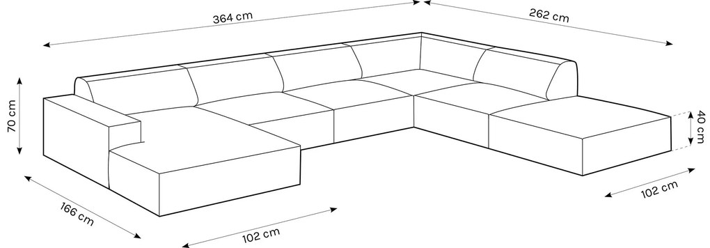 MUZZA Rohová pohovka judy do tvaru U pravá samet tmavě šedá