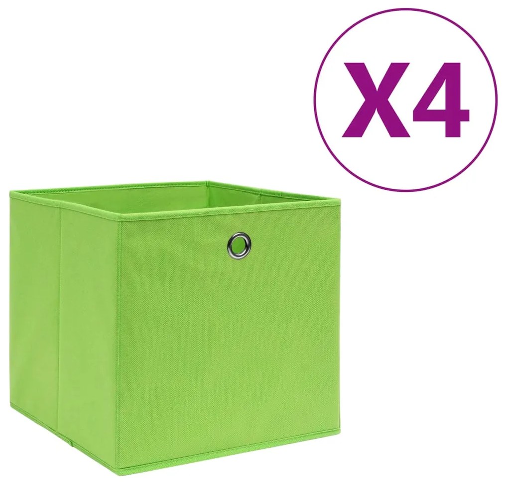 vidaXL Úložné boxy 4 ks netkaná textilie 28 x 28 x 28 cm zelené