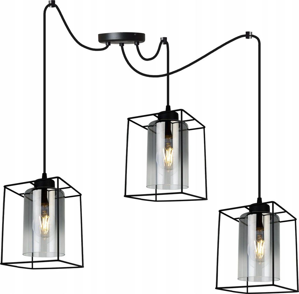 Závěsné Stropní Svítidlo Lustr Pavouk Trojitá Elegantní Skleněná Lampa