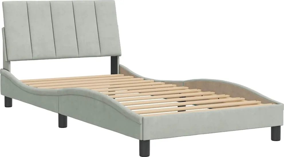 Rám postele bez matrace Hanko světle šedá 100 x 200 cm samet 3207831