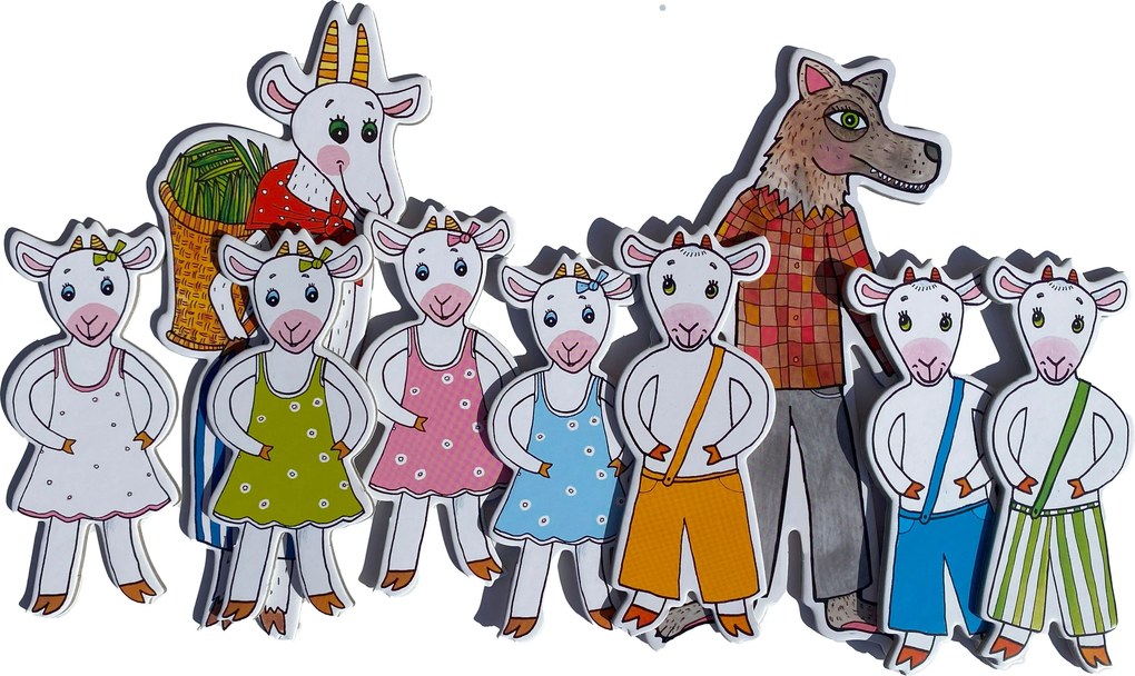 MARIONETINO Loutky pro děti - O NEPOSLUŠNÝCH KŮZLÁTKÁCH - 9 ks