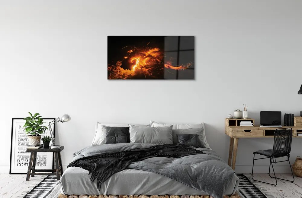 akrylový obraz ohnivý drak 100x50 cm