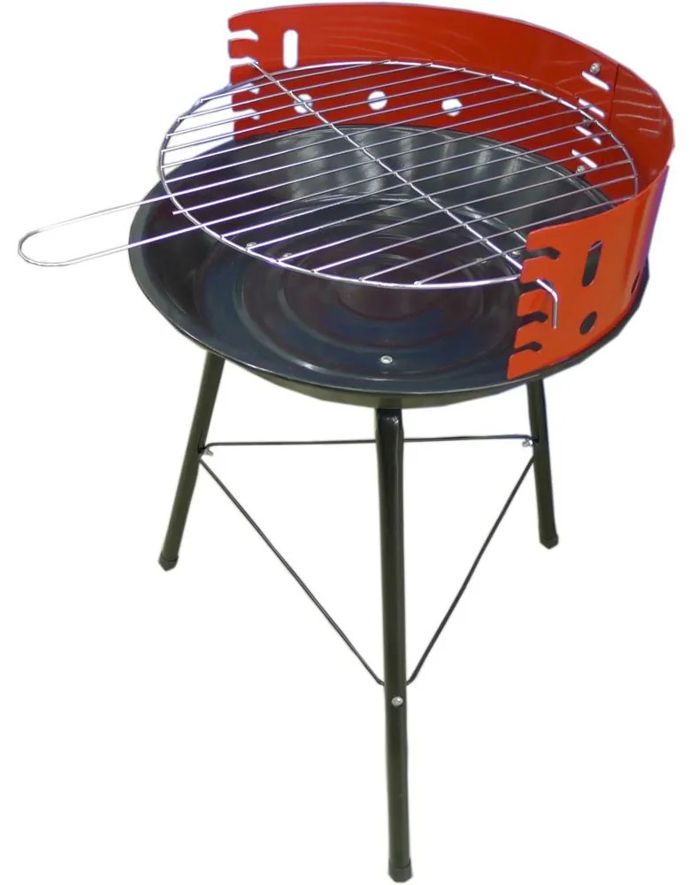 Kulatý zahradní gril se zástěnou proti větru BARBECUE Ø36 cm