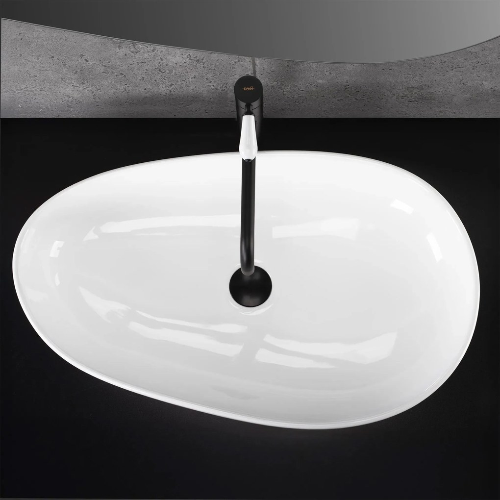 Rea Sandra, umyvadlo na desku 650x400x130 mm, bílá lesklá, REA-U8423