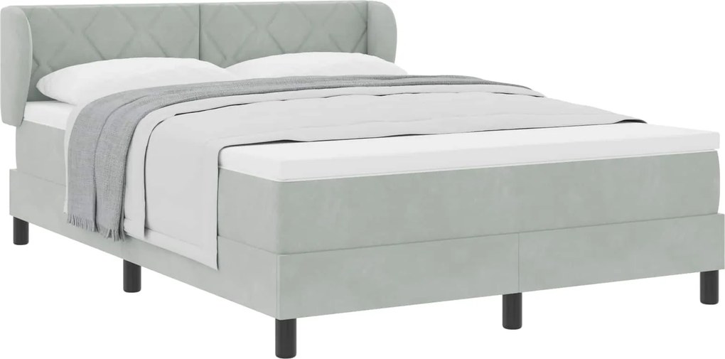 Postel s boxspringem s čelo Světle šedá 140 x 200 cm samet 3340442