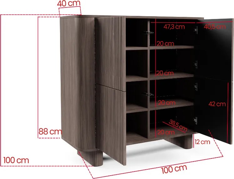 Eka Vysoká komoda TRENTINO, 100 cm Barva/ dekor: Ořech Lincoln
