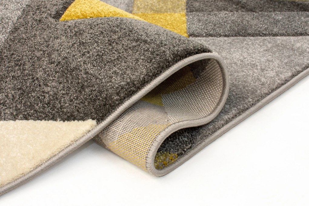 Flair Rugs koberce Kusový koberec Hand Carved Nimbus Grey/Ochre - 160x230 cm